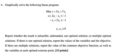 Solved 4 Graphically Solve The Following Linear Program