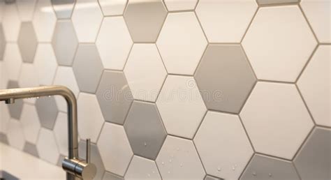 Modern Kitchen Backsplash With Hexagonal Tiles Stock Illustration