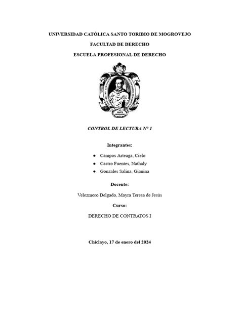 Control De Lectura 1 Contratos Pdf Derecho Privado Ley Común