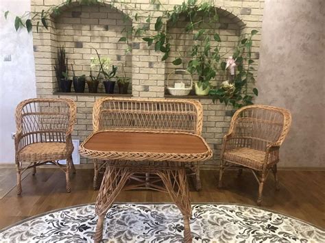 Комплект меблів для саду з дерева і лози диван Х1 2 крісла Х1 стіл