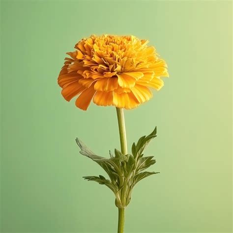 Premium Ai Image Yellow Marigold On Pastel Green Background