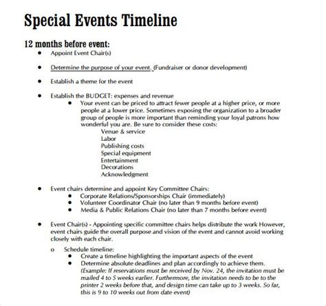 Free 8 Event Timeline Templates In Pdf Ms Word Event Planning