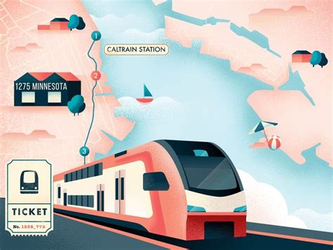 Caltrain Train Illustration Illustrated Map Map Design