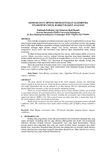Pdf Asosiasi Data Mining Menggunakan Algoritma Fp Growth Untuk Market