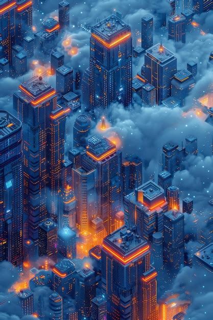 isometric repeating pattern of pyramids with embedded cloud computing