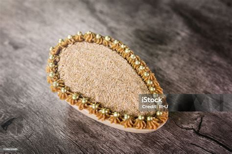 Chocolate Egg Filled With Easter In The Bottom Of Timber Easter Concept