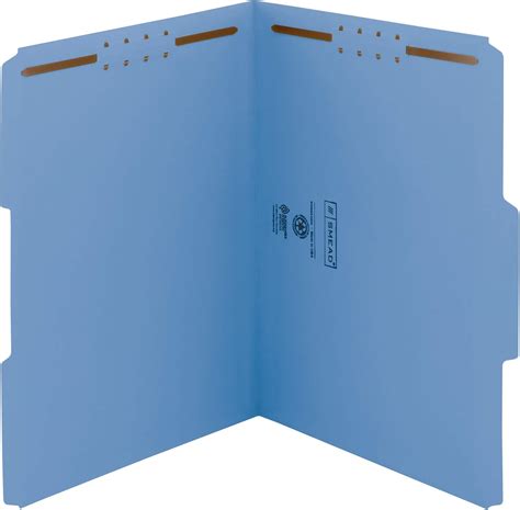 Amazon Com Smead Fastener File Folder 2 Fasteners Reinforced 1 3 Cut Tab Letter Size Blue