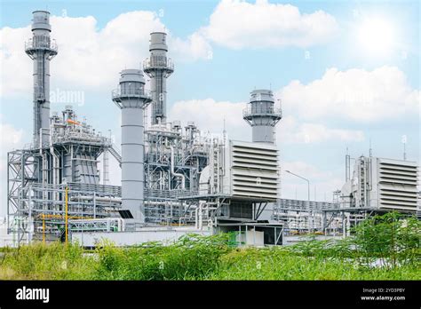 Combined Cycle Power Plant Steam Turbine Modern Clean Power Generator Building Large