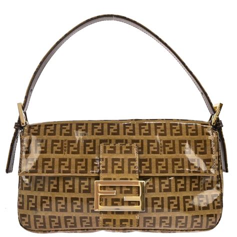 Fendi Brown Pvc Zucchino Baguette Handbag Amore Vintage Tokyo