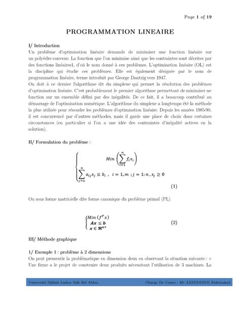 Cours Programmation Lineaire Pdf