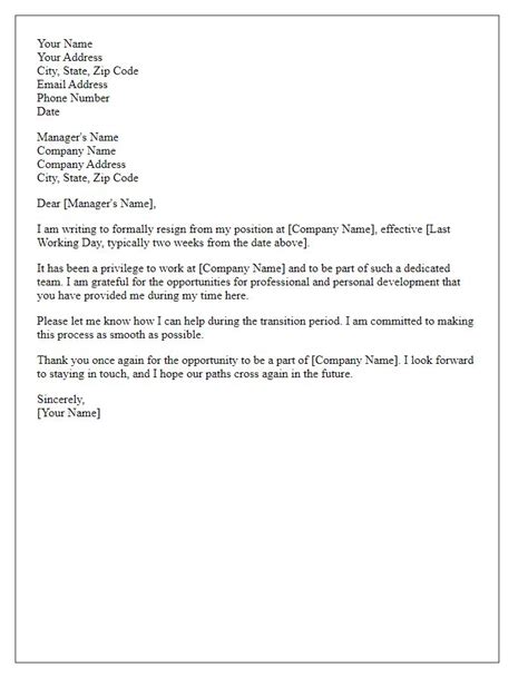 Letter Template For Job Resignation Graceful Free Samples In Pdf