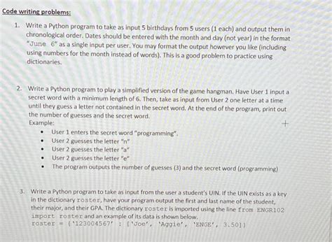 Solved Code Writing Problems Write A Python Program To Chegg