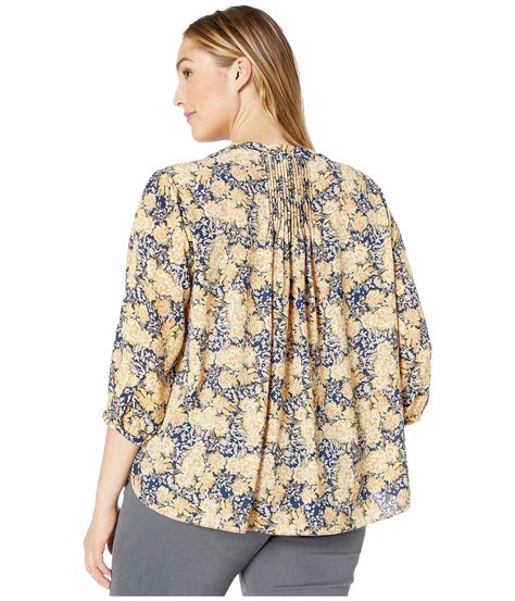 Nydj Synthetic Plus Size Pintuck Blouse In Yellow Lyst