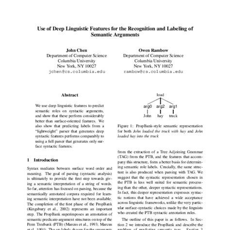 Use Of Deep Linguistic Features For The Recognition And Labeling Of