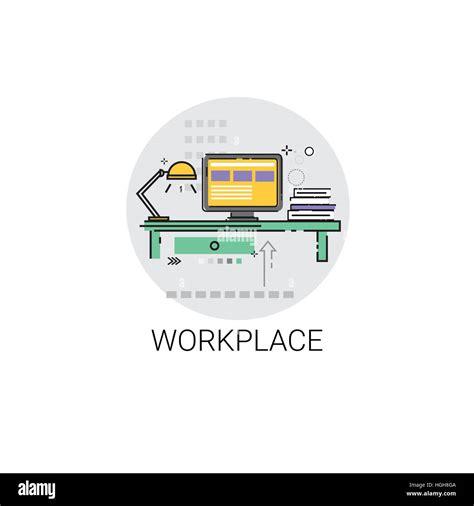 Workplace Desk Computer Workspace Office Icon Stock Vector Image And Art