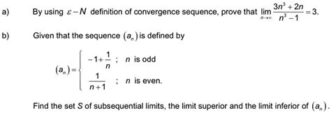 Solved A By Using The Definition Of Convergence Sequence Prove That