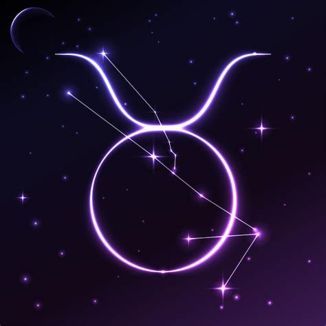 조디악 및 별자리 개념 벡터 아트 및 그림의 황소 자리의 공간 상징 프리미엄 벡터