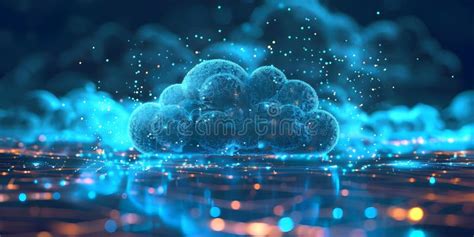 Modern Cloud Computing Server Setup With Hybrid Technology Infrastructure In The Background