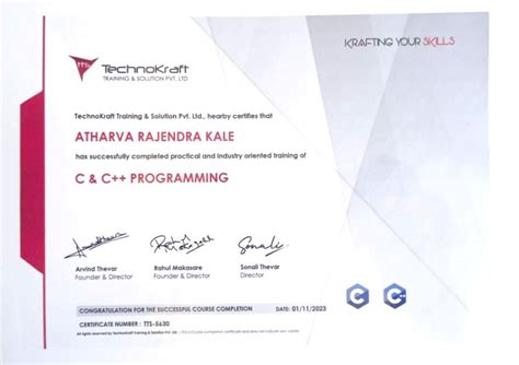 Atharva Kale On Linkedin Cprogramming Technokraft Cplusplus