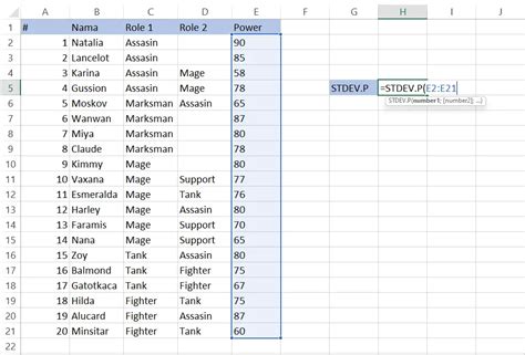 Cara Menggunakan Fungsi Stdevp Excel Tutorial Excel Lengkap
