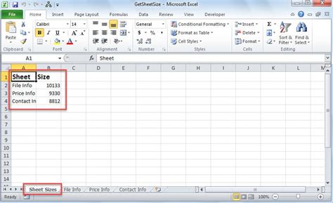 2 Quick Ways To Get The Data Size Of Each Worksheet In An Excel Workbook