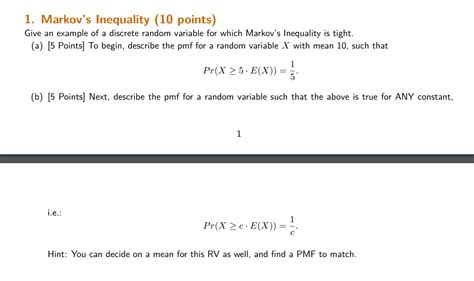 solved 1 markov s inequality 10 points give an example of