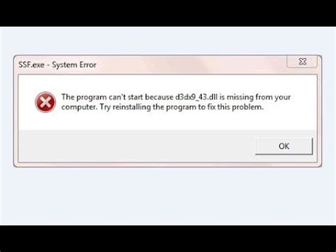 How to Fix "d3dx9_43.dll is missing" error - YouTube