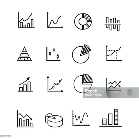 Ilustración De Iconos De Gráfico Sin Líneas Conjunto De Gráficos Y Diagramas Ilustración