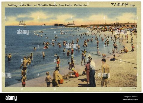 Bathing In The Surf At Cabrillo Beach San Pedro California Stock