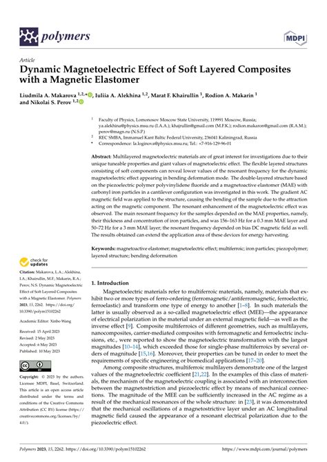 Pdf Dynamic Magnetoelectric Effect Of Soft Layered Composites With A