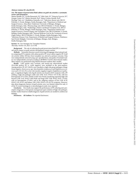 Pdf 214 The Impact Of Preservation Fluid Culture On Graft Site
