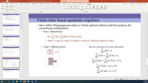 11. finite time linear quadratic regulator - YouTube