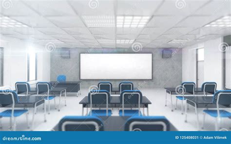 Bright Modern Classroom Interior Front View Stock Illustration