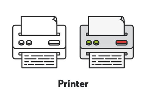 사무실 종이 프린터 최소한의 색상 플랫 라인 개요 스트로크 아이콘 0명에 대한 스톡 벡터 아트 및 기타 이미지 0명 검은색
