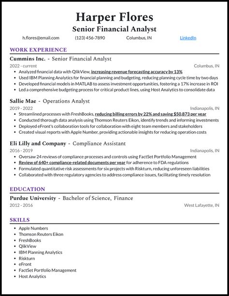 5 Senior Financial Analyst Resume Examples Made In 2026