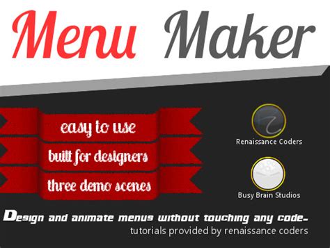Menu Maker Gui 도구 Unity Asset Store
