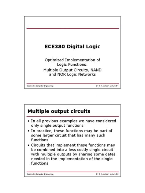 Ece380 Digital Logic Dr D J Jackson Lecture 9 1 Electrical And Computer Engineering Pdf