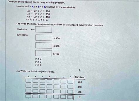 solved consider the following linear programming problem maximize p