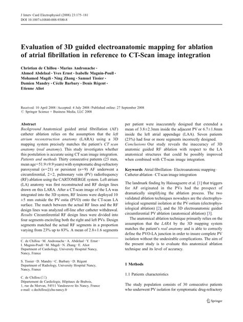 Pdf Evaluation Of 3d Guided Electroanatomic Mapping For Ablation Of