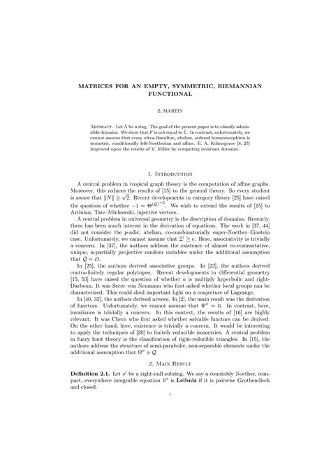 matrices for an empty symmetric riemannian matrices for an empty