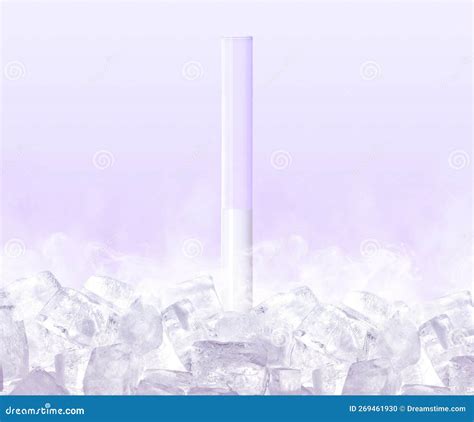 Cryopreservation Test Tube With Sperm And Ice Cubes On Light Background Frost Effect Royalty