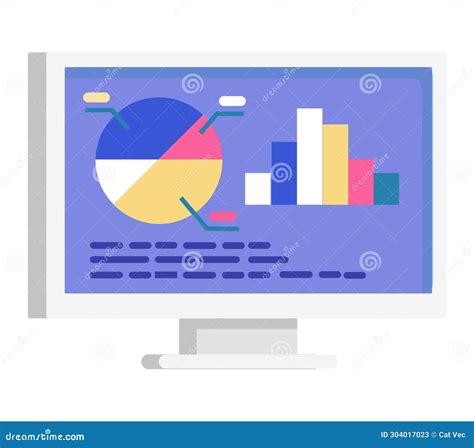 Computer Display With Colorful Pie Chart And Bar Graph Data Analysis