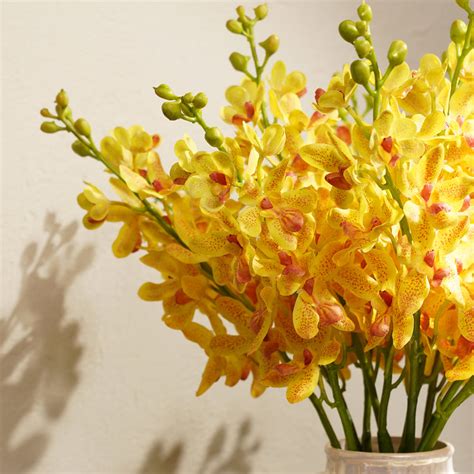 Shop Yellow Artificial Vanda Orchid Flower Stem Single At Best Price Online In India