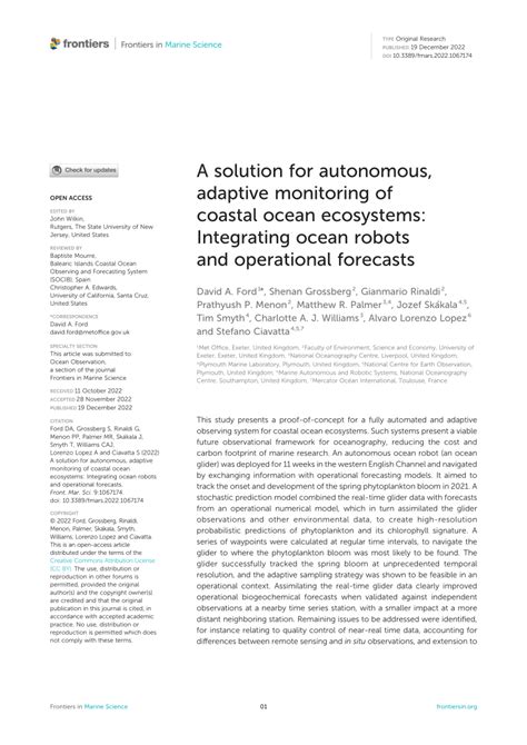 Pdf A Solution For Autonomous Adaptive Monitoring Of Coastal Ocean Ecosystems Integrating