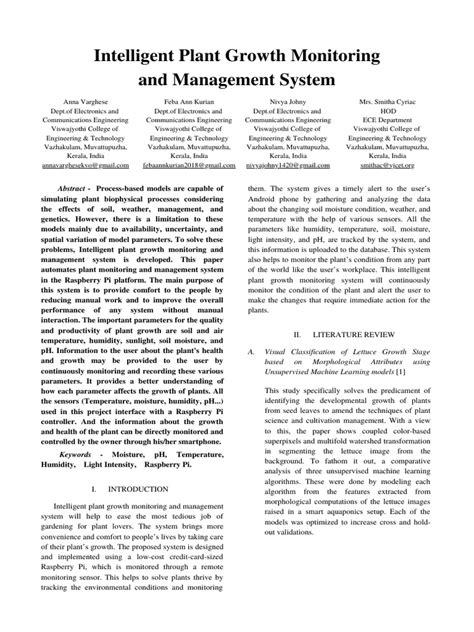 Ieee Paper Intelligent Plant Growth Monitoring System Pdf Machine Learning Ph