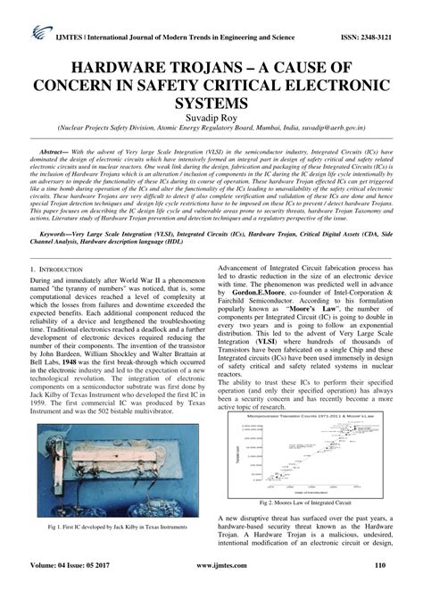 Pdf Hardware Trojans A Cause Of Concern In Safety Critical Electronic Systems