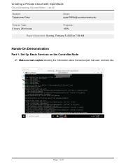 Creating A Private Cloud With OpenStack Hands On Demonstration Course Hero