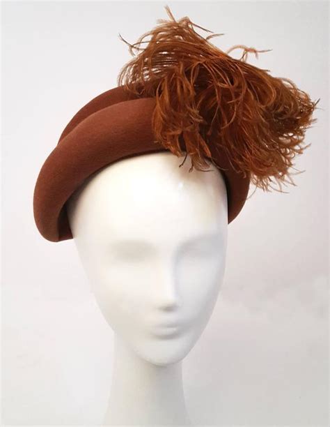 40s Rust Colored Felt Hat With Curled Marabou Feathers At 1stdibs
