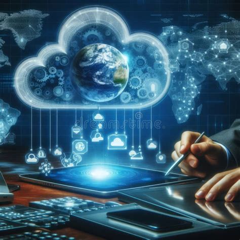 Cloud Computing Technology Concept 3d Rendering Toned Image Double