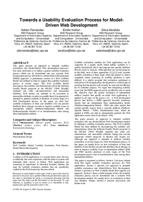 pdf towards a usability evaluation process for model driven web